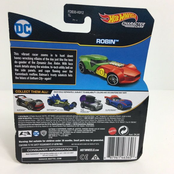 Hot Wheels | Toys | Hot Wheels Character Cars Robin Dc Comics Race Car ...
